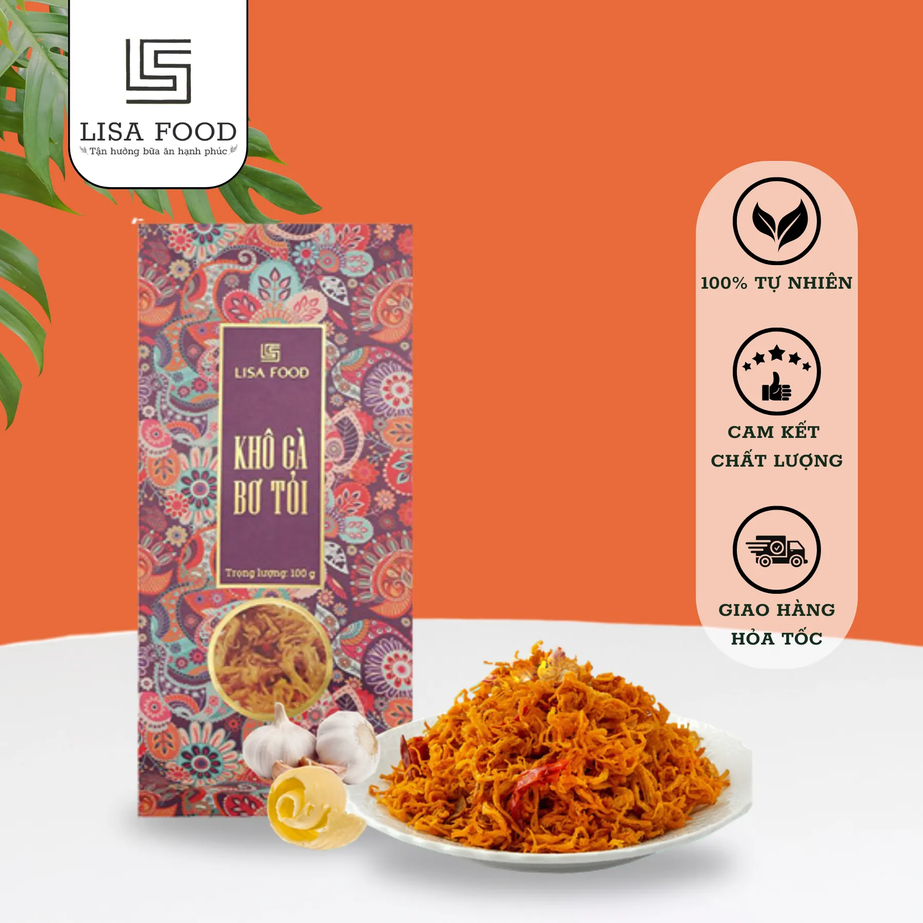 Khô Gà Bơ Tỏi LISA FOOD Túi 50g | Arobid